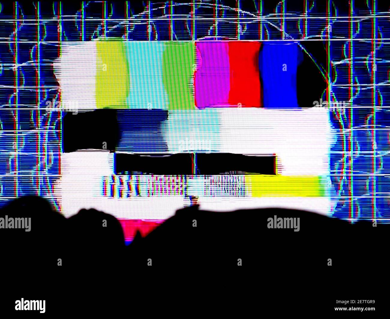 Modèle de test TV généré par un Monoscope, TV Static Noise Glitch ...