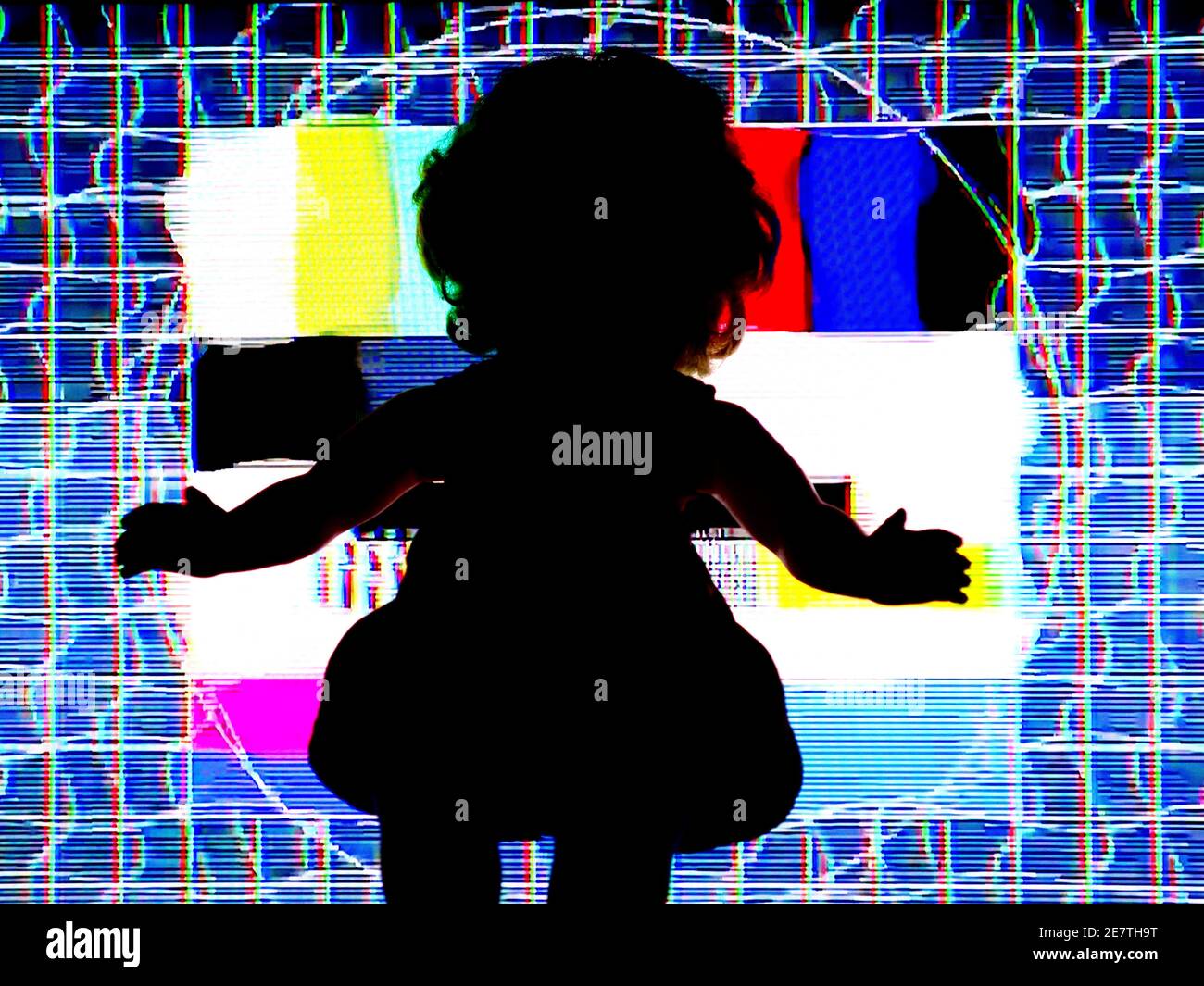 Modèle de test TV généré par un Monoscope, TV Static Noise Glitch ...