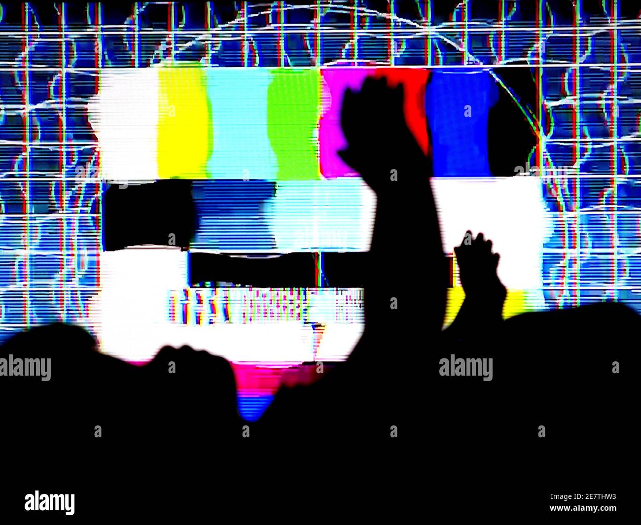 Modèle de test TV généré par un Monoscope, TV Static Noise Glitch ...