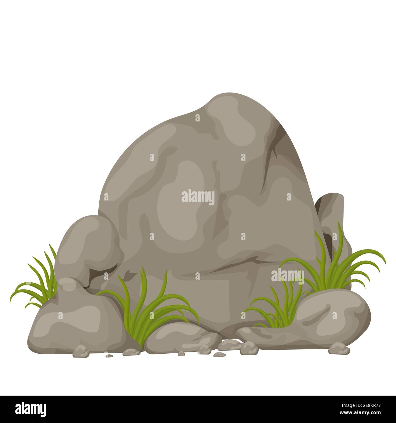 Roche, grande pierre avec herbe dessin détaillé structure géologique ...