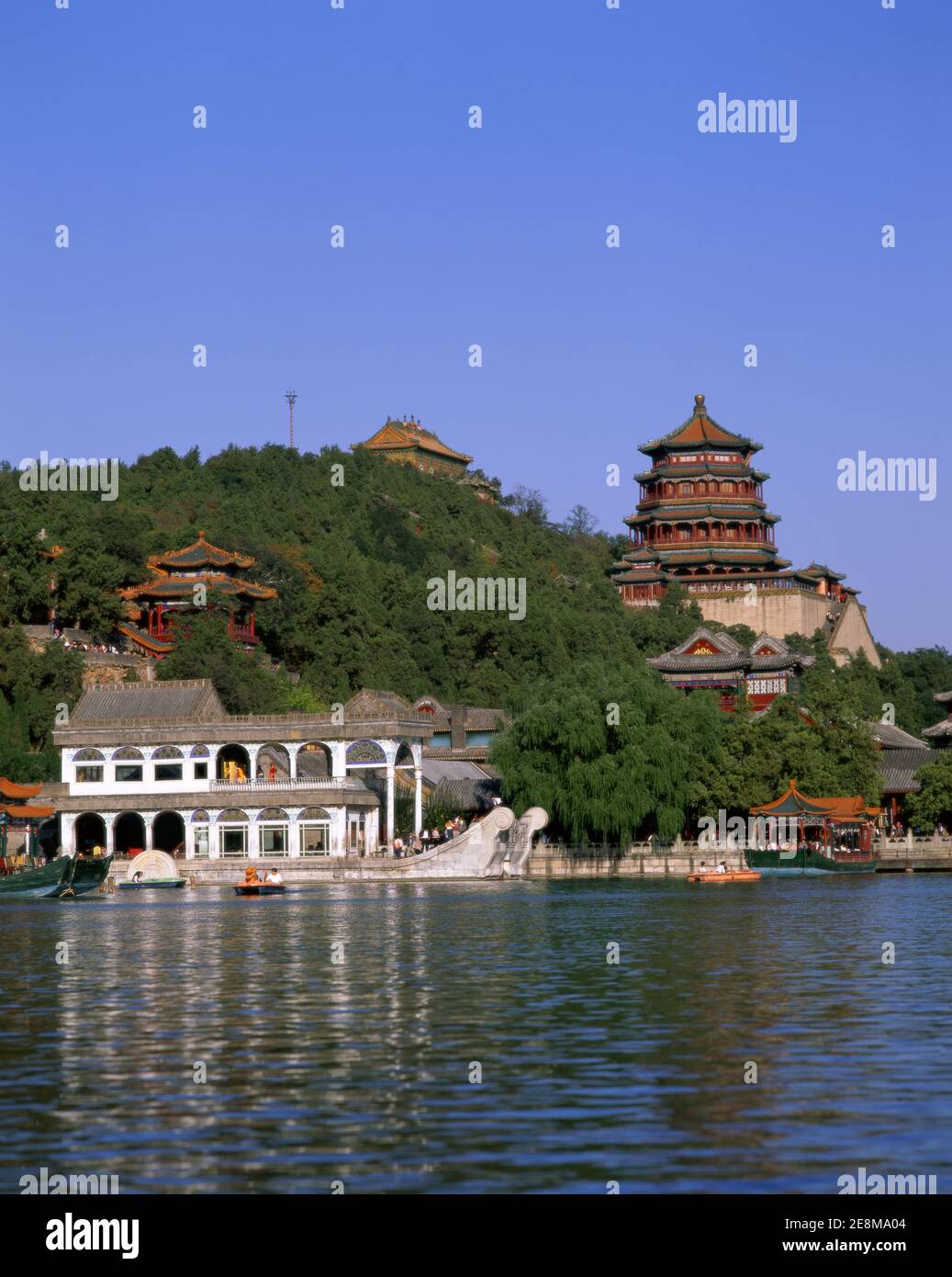 La Chine, Pékin, le Palais d'été, en bateau sur le Lac de Kunming Photo ...