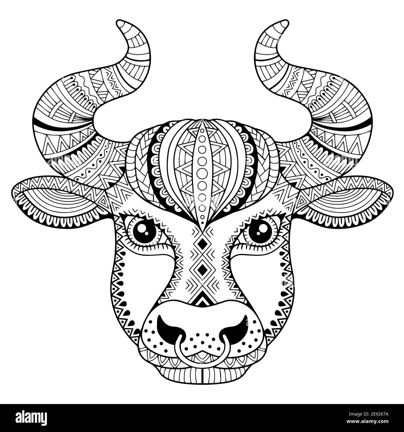 Livre de coloriage vectoriel pour adulte. Silhouette de taureau isolée ...