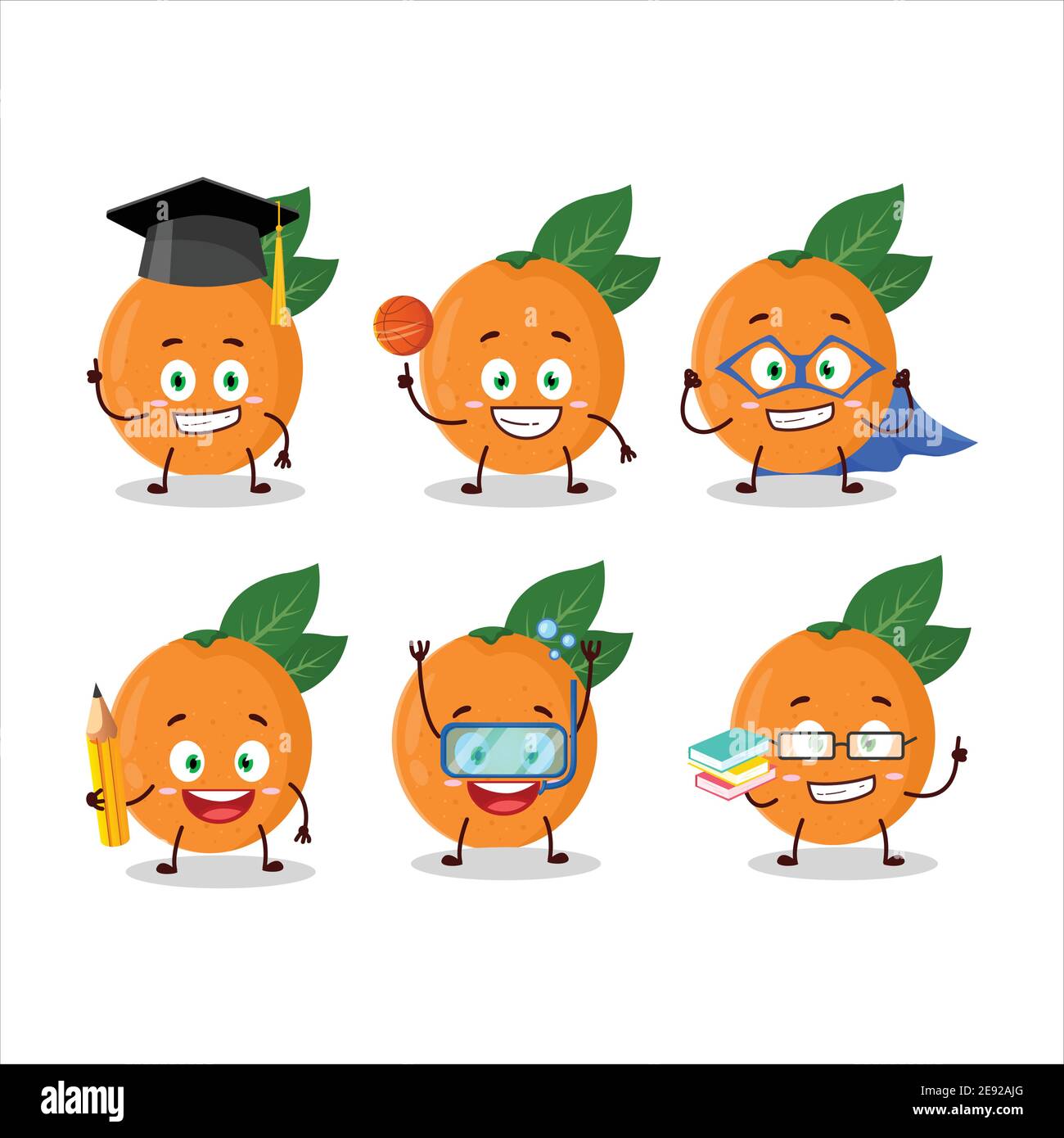 Élève scolaire de personnage de dessin animé de pamplemousse avec ...
