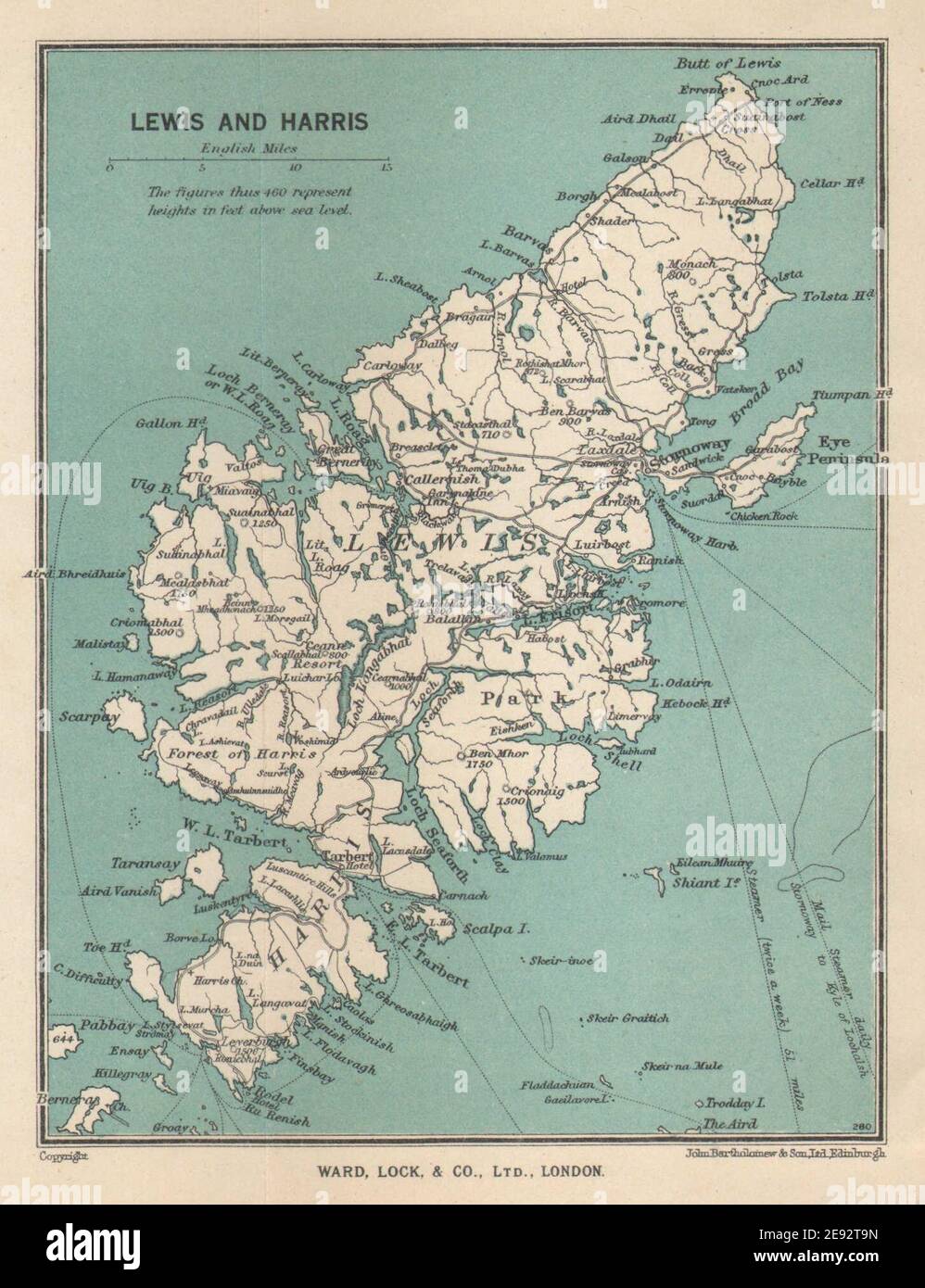 LEWIS ET HARRIS. Carte touristique d'époque de Outer Hebrides. Écosse ...