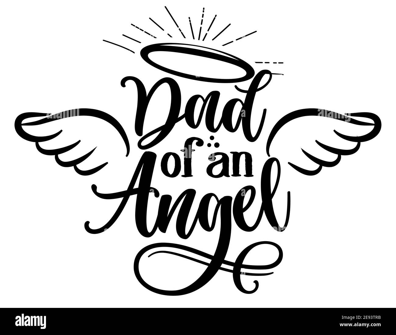 Papa de on Angel - main dessiné belle phrase de mémoire. Calligraphie ...