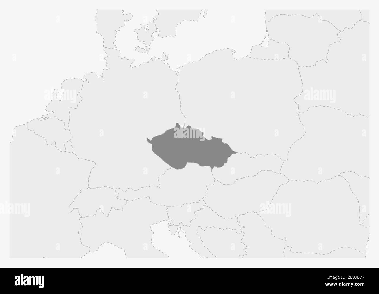 Carte de l'Europe avec carte de la République tchèque mise en évidence ...
