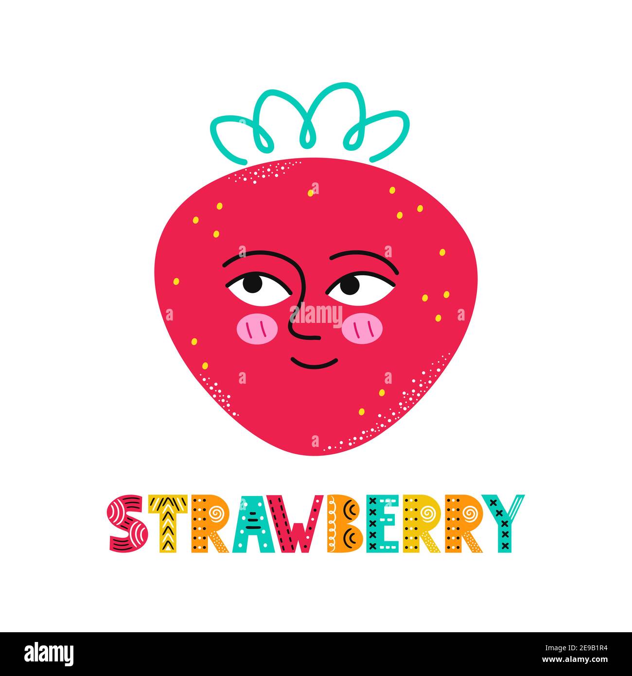 Mignon sourire heureux fruit fraise. Icône d'illustration vectorielle ...
