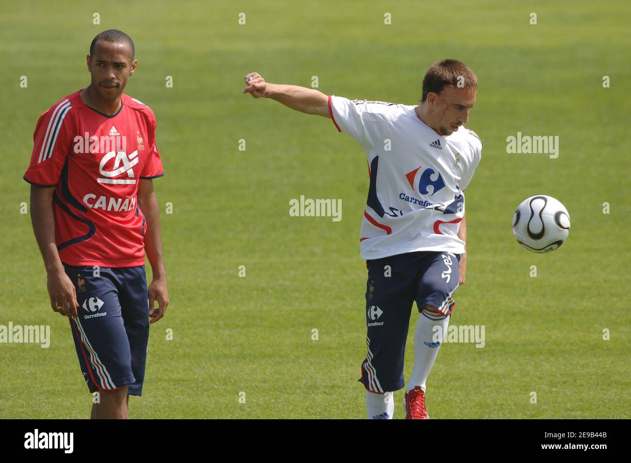 Thierry Henry et Franck Ribery en France lors d'une session de ...