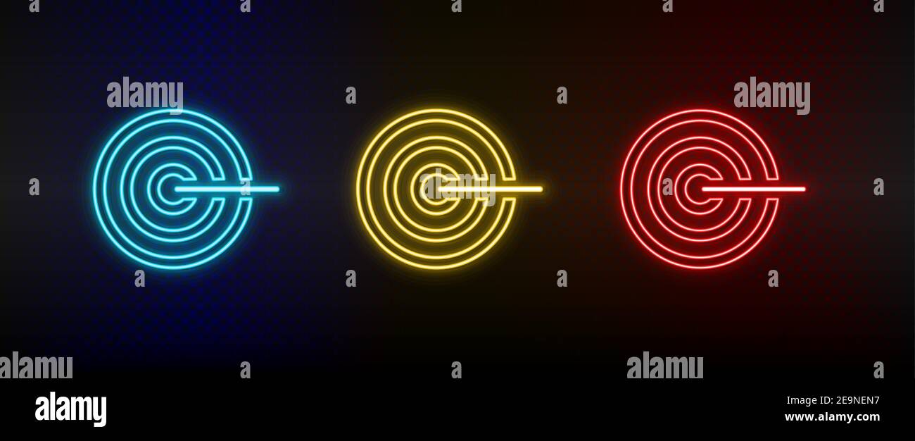 Cible de la mise en place des icônes de néon, logo de la cible ...