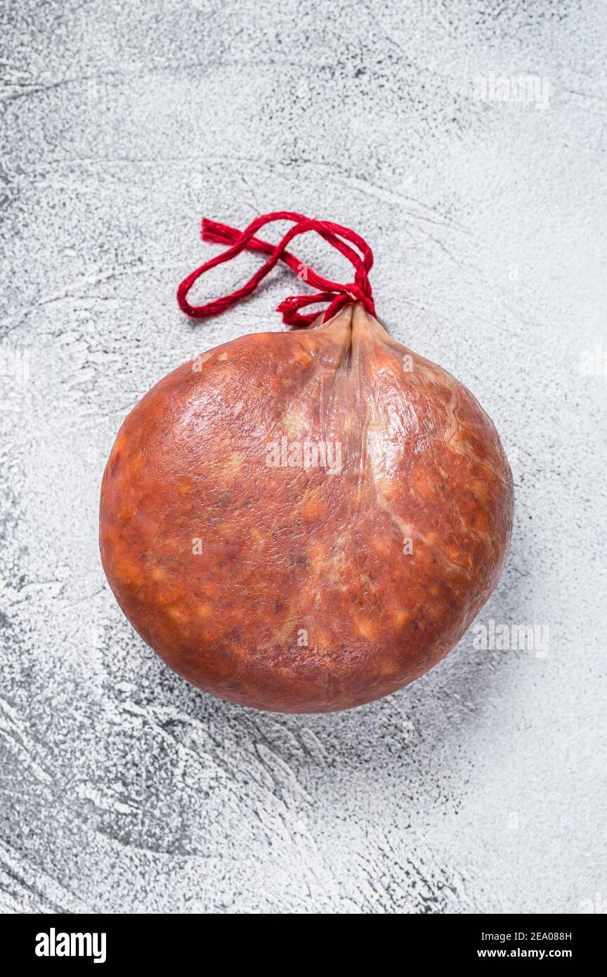 Saucisse de viande de porc moulu Sobrassada, paprika et épices. Arrière ...