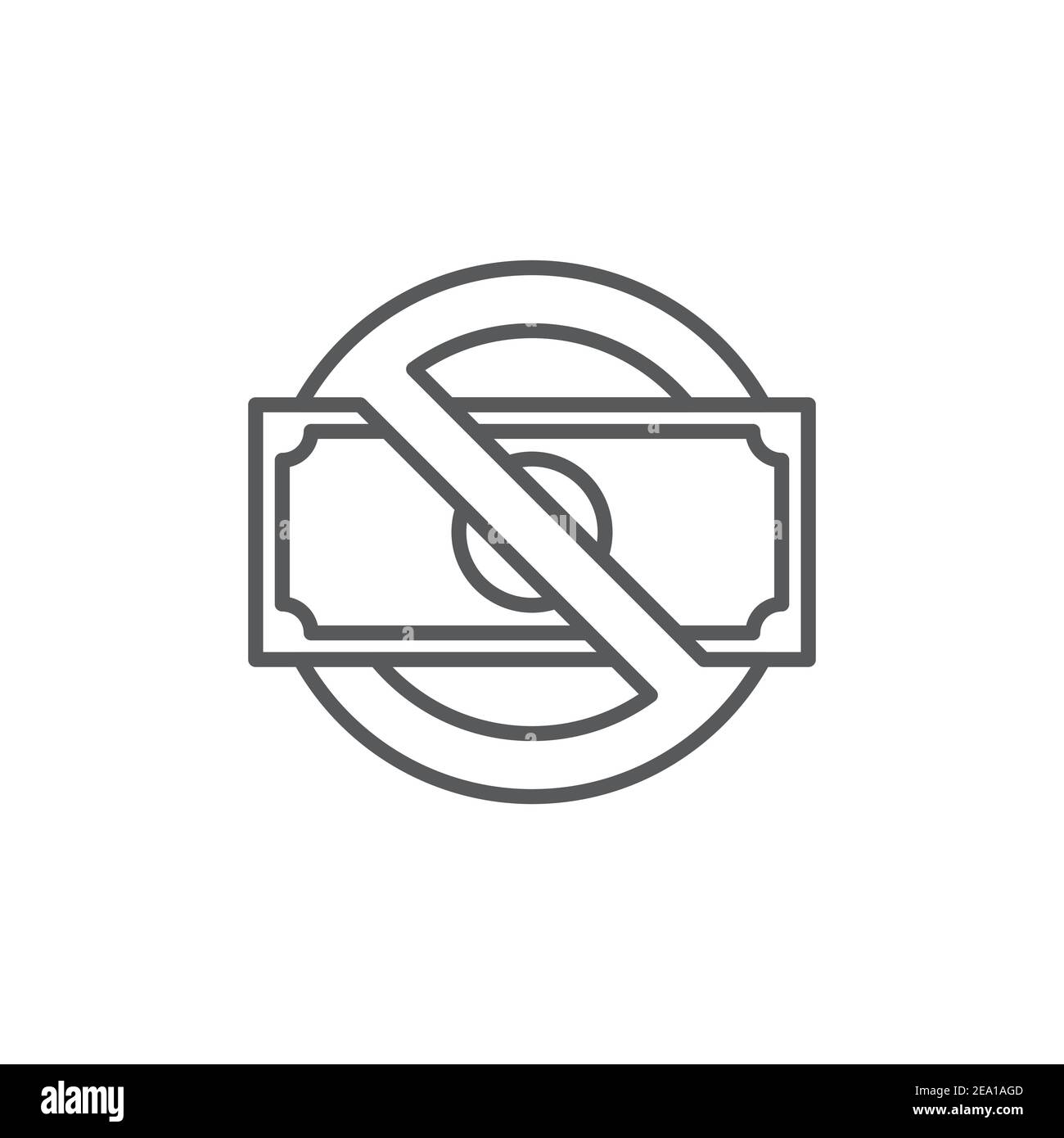 Pas d'argent icône, couleur, ligne, contour signe vecteur, pictogramme ...