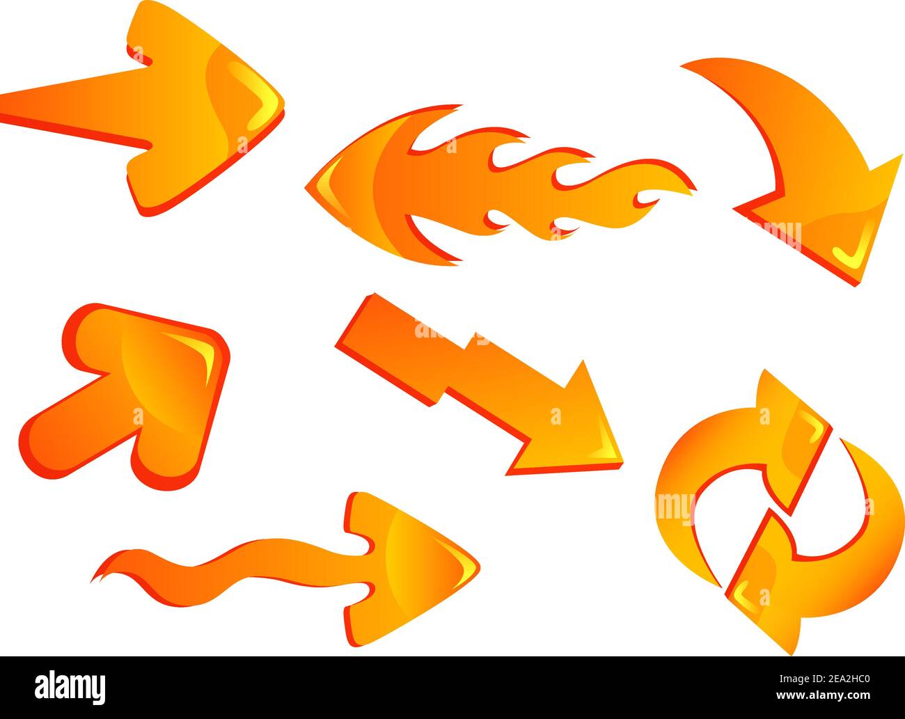 Ensemble d'icônes flèche jaune brillant isolé sur blanc pour web design ...