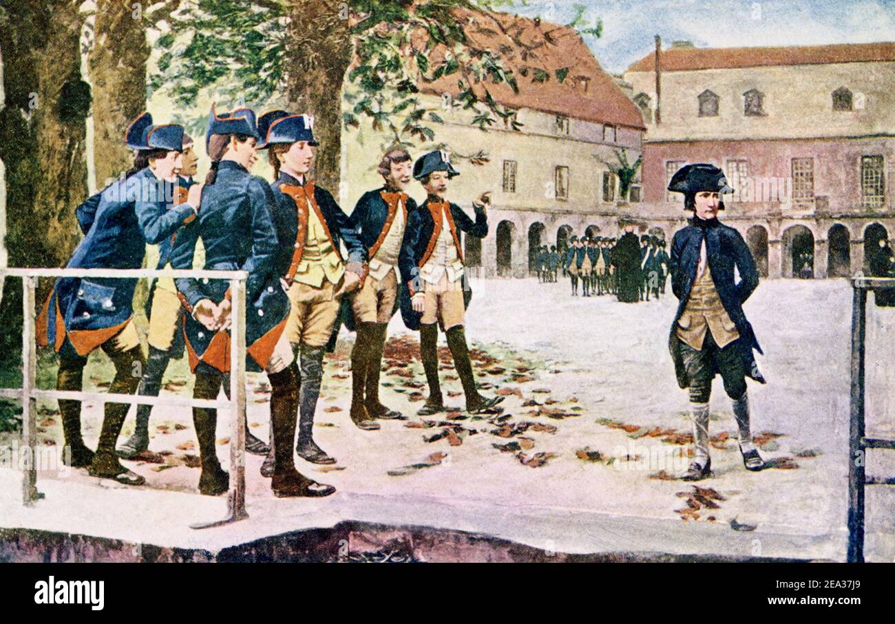 Ce 1902 illustraitons montre Napoléon comme novice à l'école de Brienne ...
