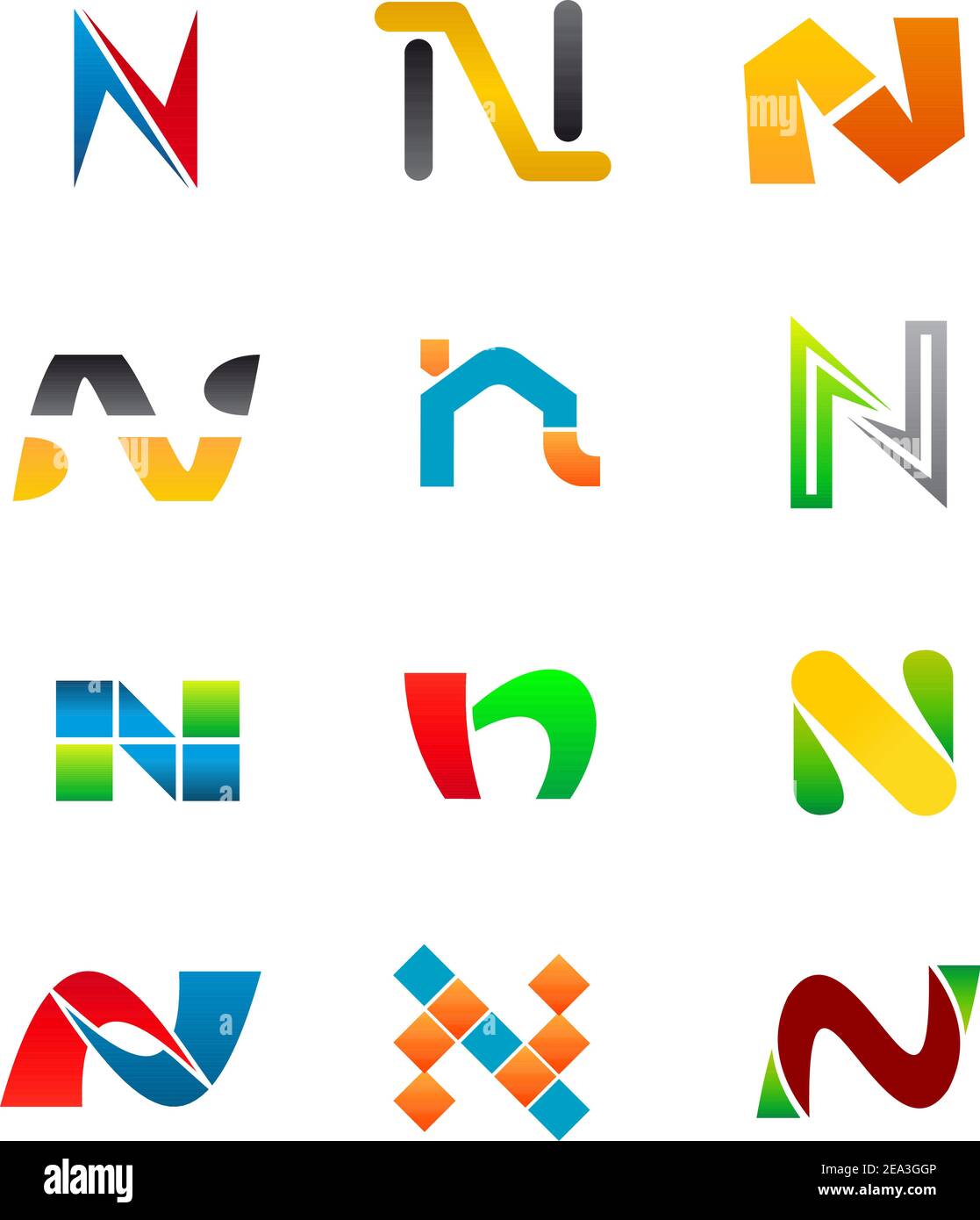 Ensemble d'éléments et symboles de l'alphabet de la lettre N Image ...