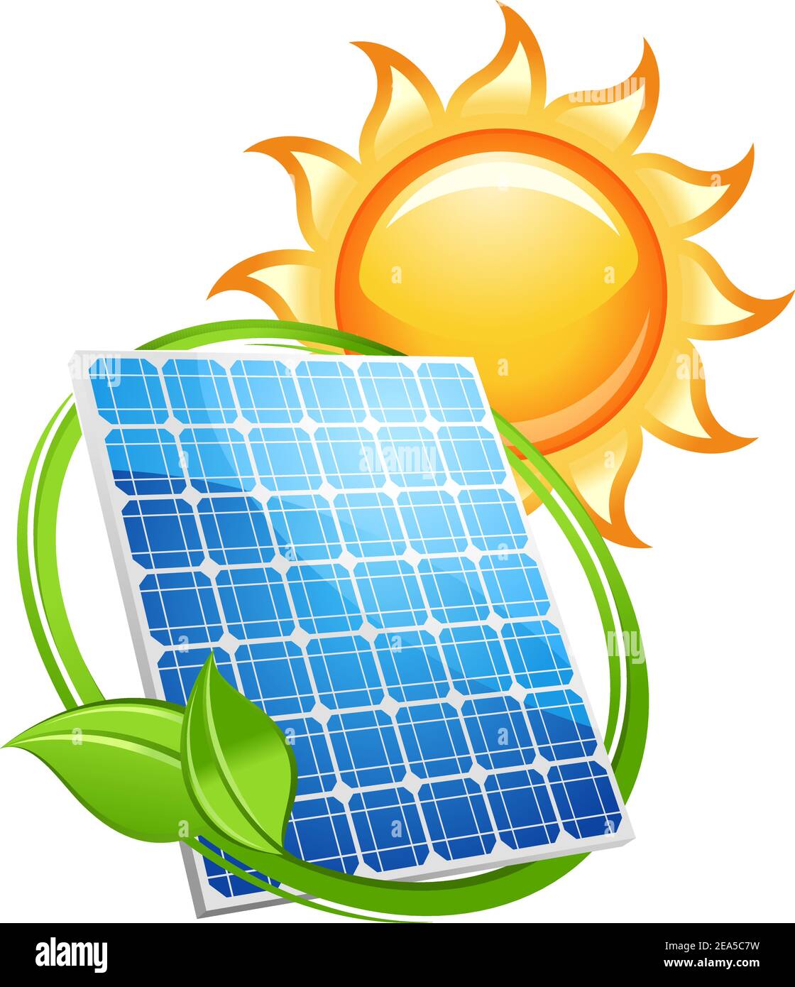 Panneau solaire et piles avec symbole solaire pour l'énergie ...