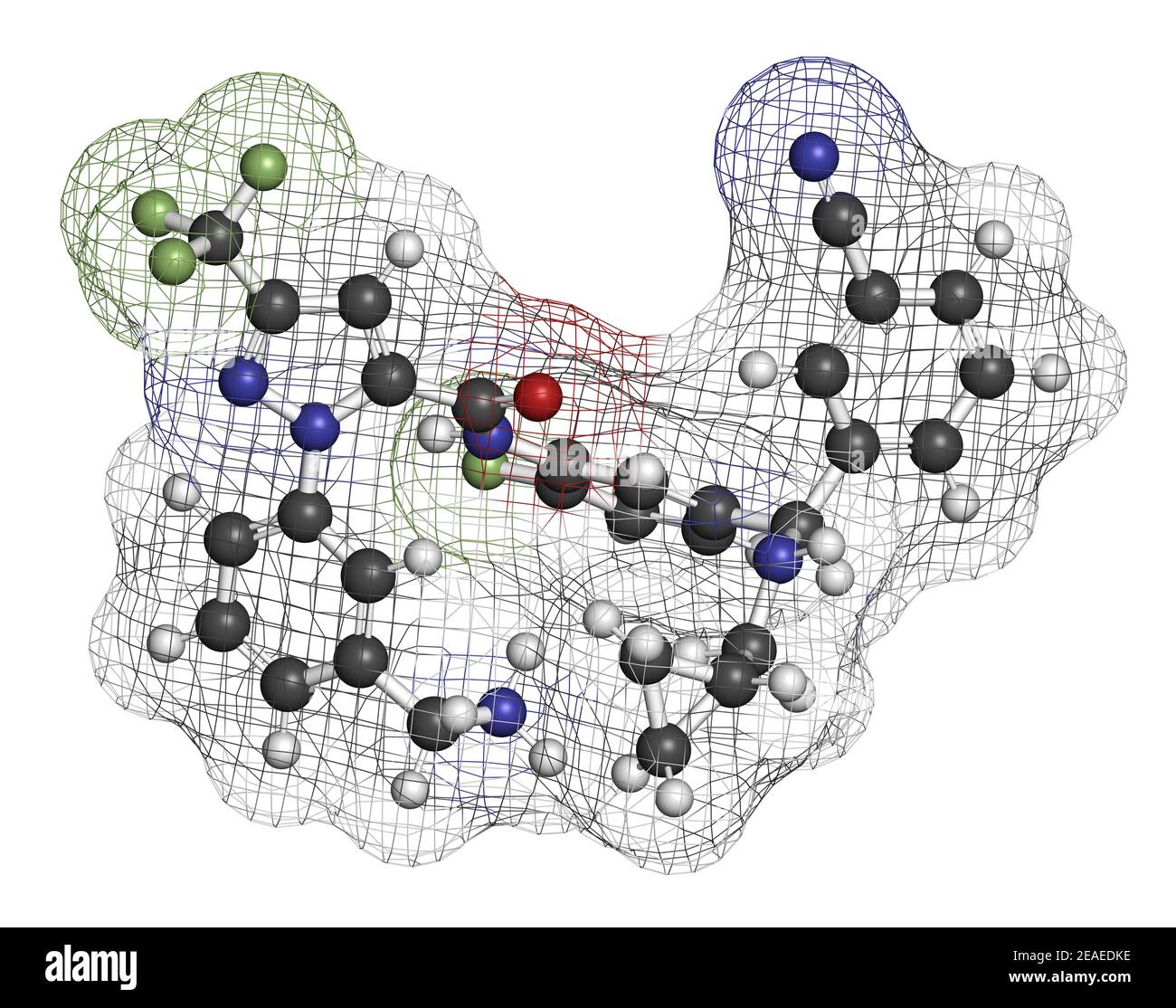 Berotralstat molécule de médicament d'angio-œdème héréditaire. Rendu 3D ...