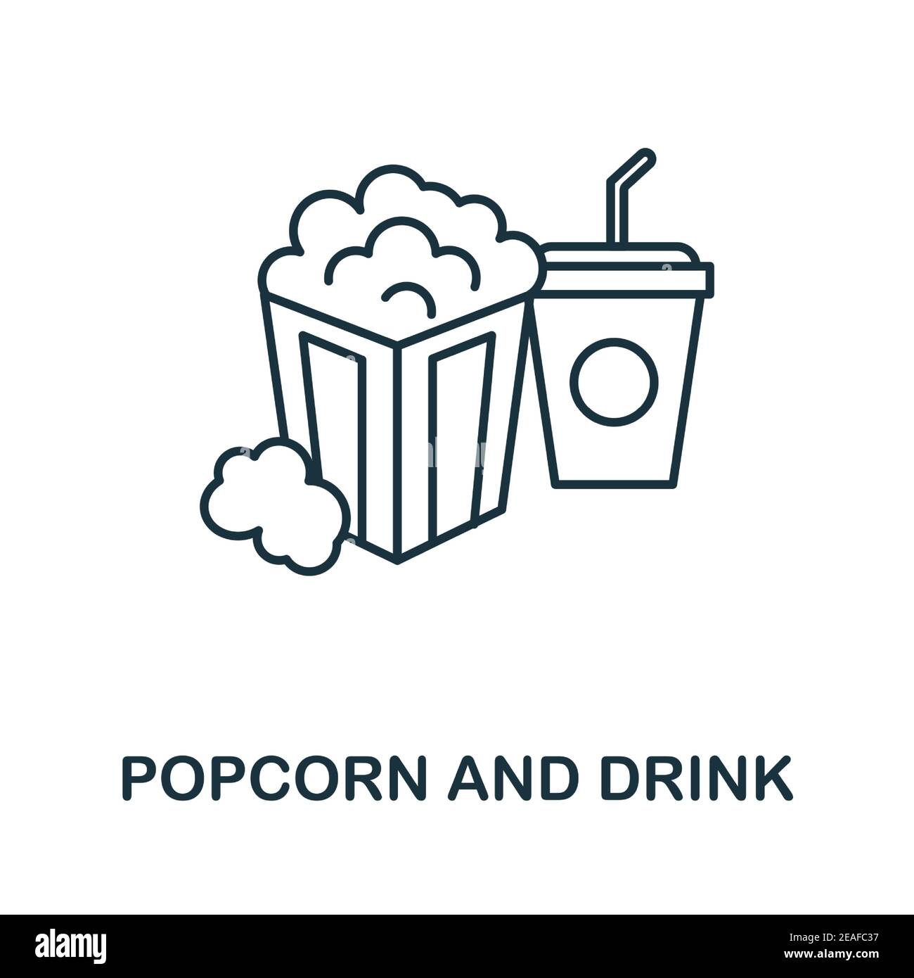Pop-corn et boisson icône. Un élément simple de la collection cinéma ...