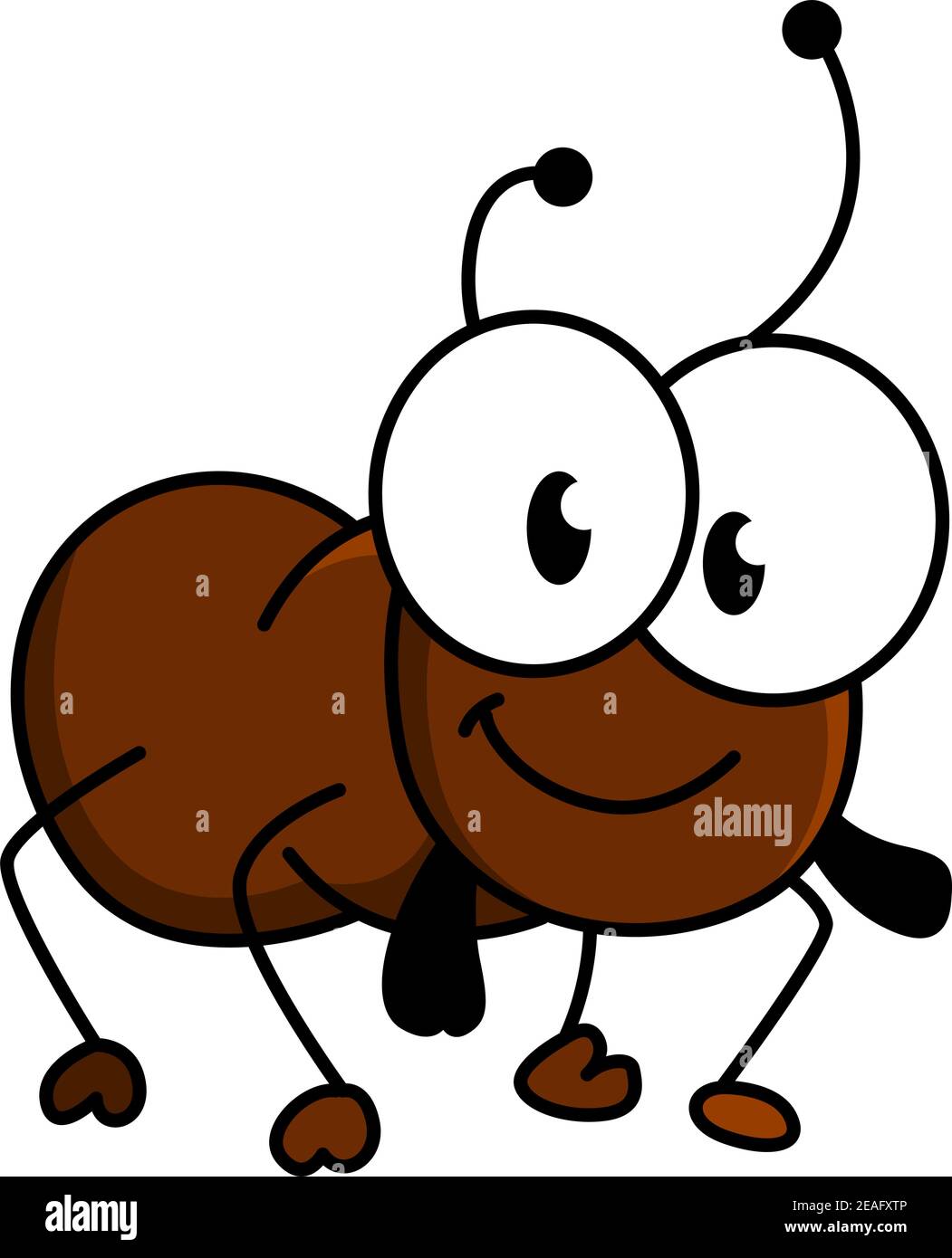 Adorable petit dessin animé marron avec un sourire heureux et des yeux ...