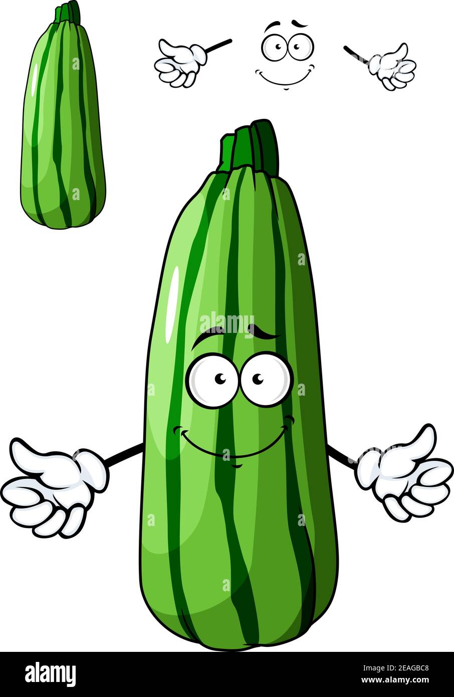 Légumes de la courgette de dessin animé vert frais avec un grand ...