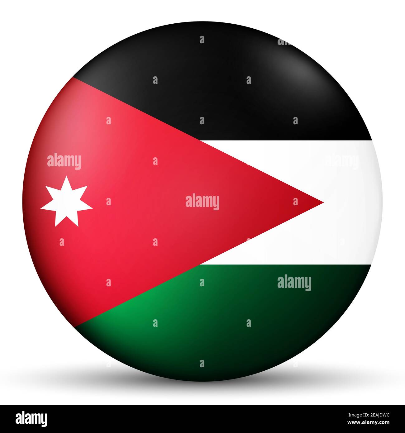 Boule lumineuse en verre avec drapeau de la Jordanie. Sphère ronde ...