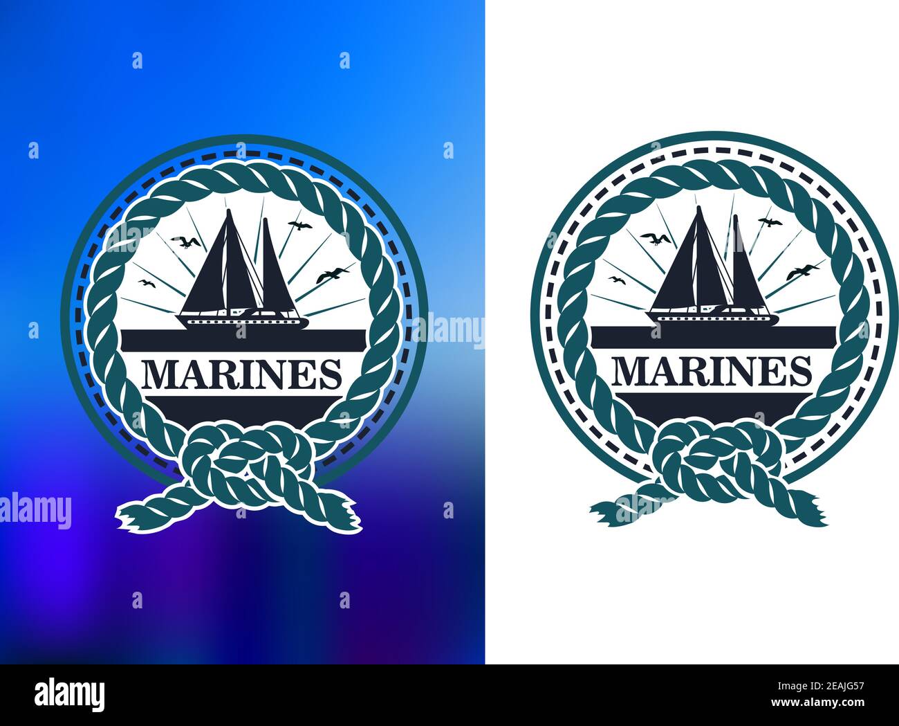 Emblème nautique à cercle rétro ou logo pour bataillon, commandement ou ...