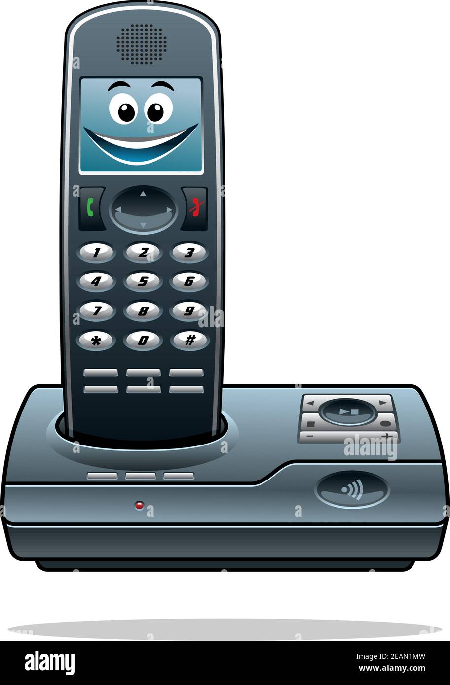Téléphone sans fil de style dessin animé isolé sur blanc pour la ...