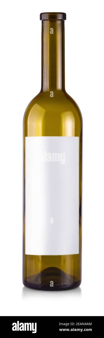 bouteille de vin vide avec étiquette isolée sur un blanc arrière-plan ...