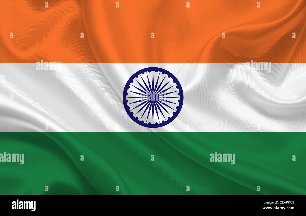 Drapeau de l'Inde pays sur toile ondulée toile de fond panorama Photo ...