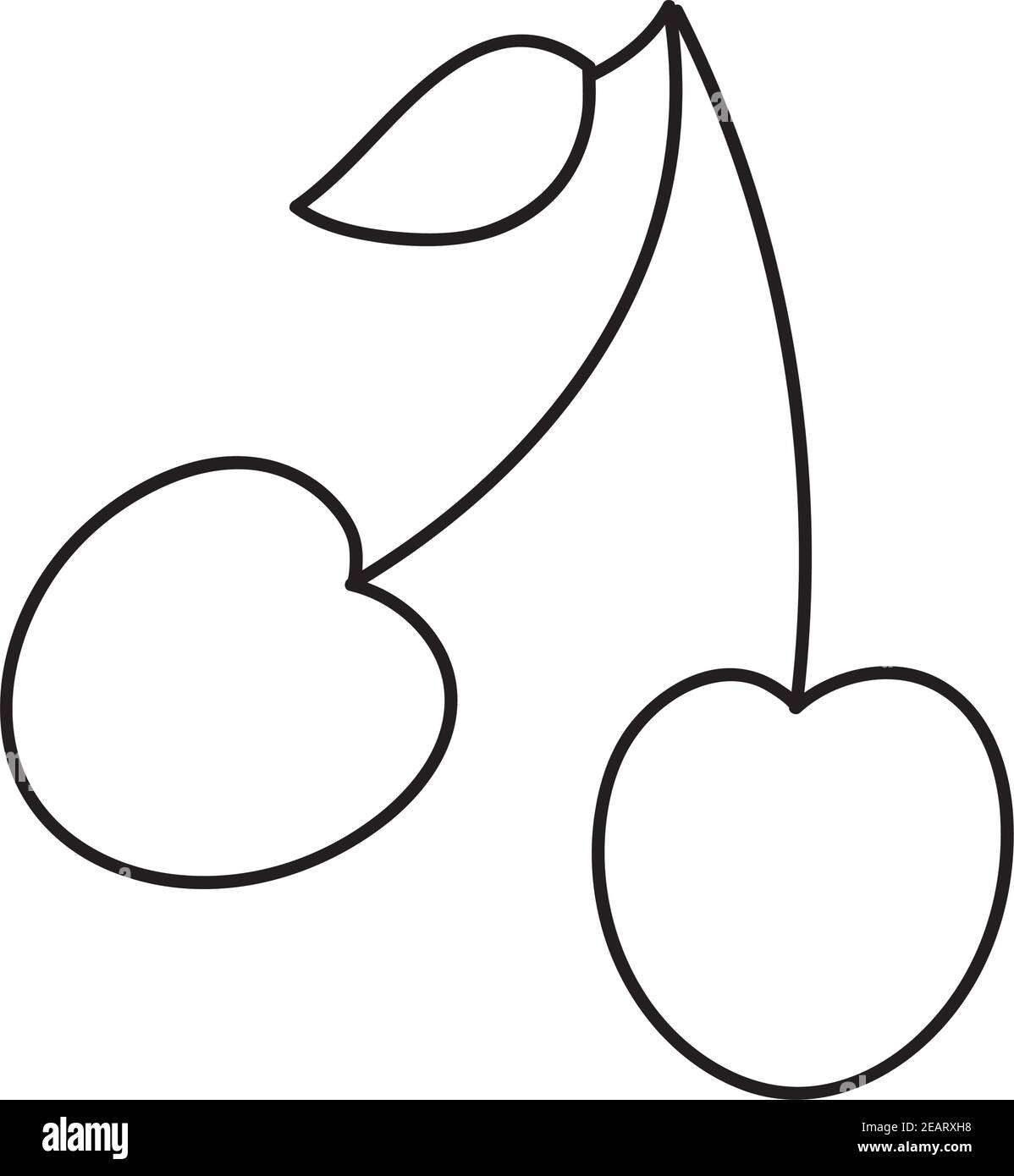 icône de symbole cerises sur fond blanc, style de ligne, illustration ...