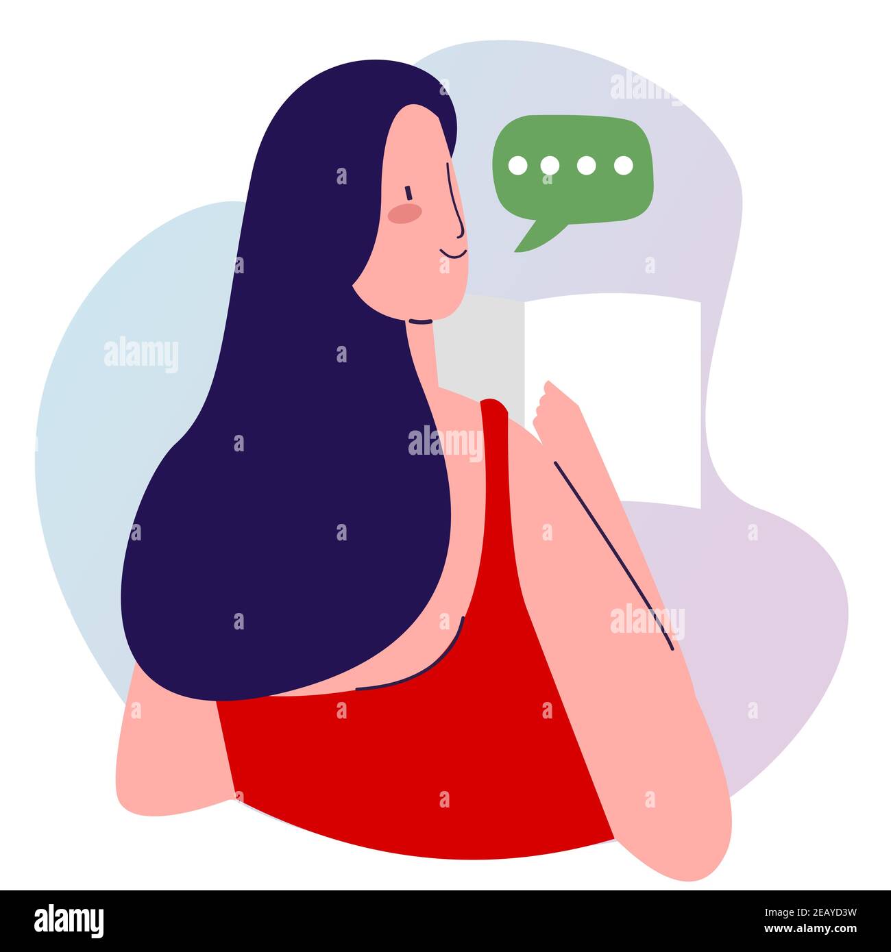 les femmes tiennent le papier lire le commentaire avec le dessin ...