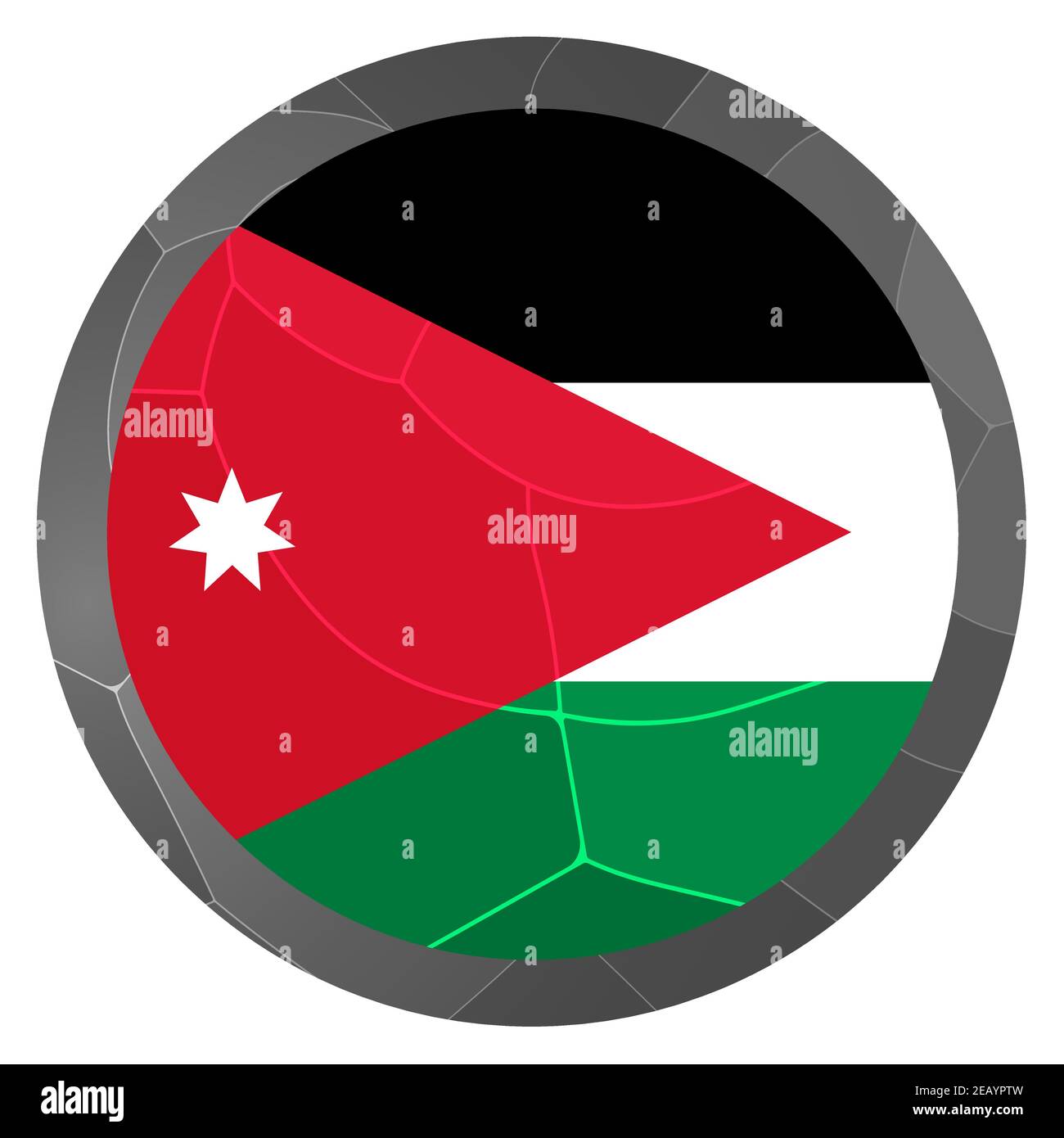 Boule lumineuse en verre avec drapeau de la Jordanie. Sphère ronde ...