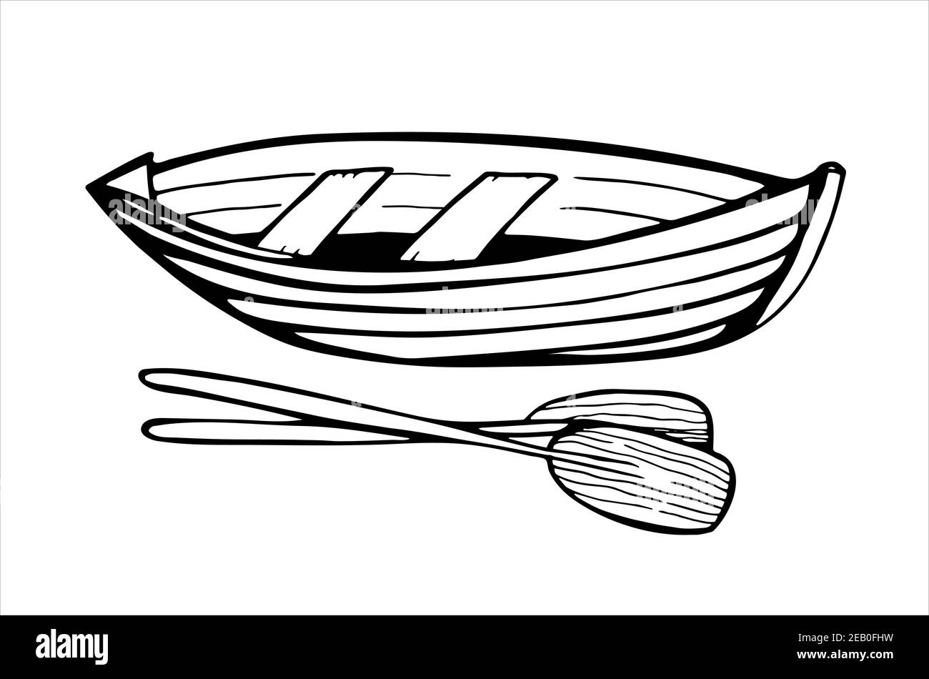 Barque avec palettes, illustration vectorielle dessinée à la main Image ...