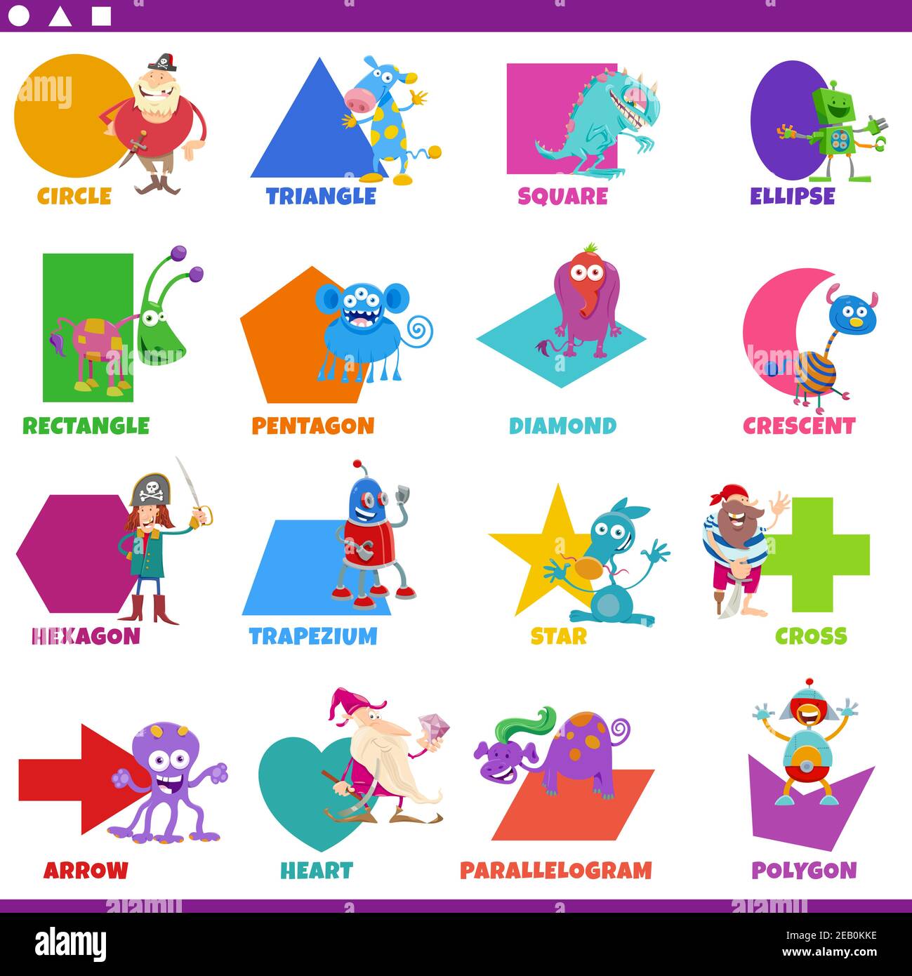 Illustration de dessins animés éducatifs de formes géométriques avec ...