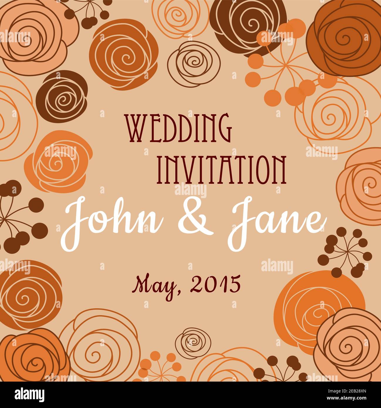 Modèle d'invitation de mariage ou de carte dans des couleurs pastel ...