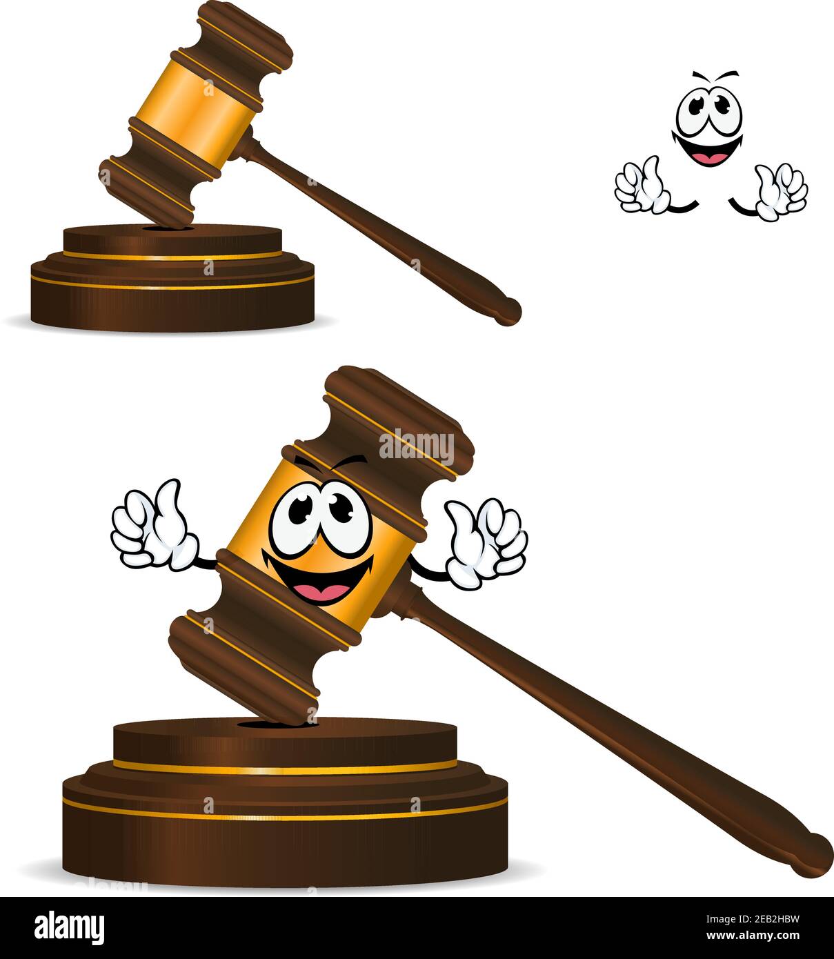 Joyeux Personnage De Dessin Animé De Gavel En Bois Avec Des éléments