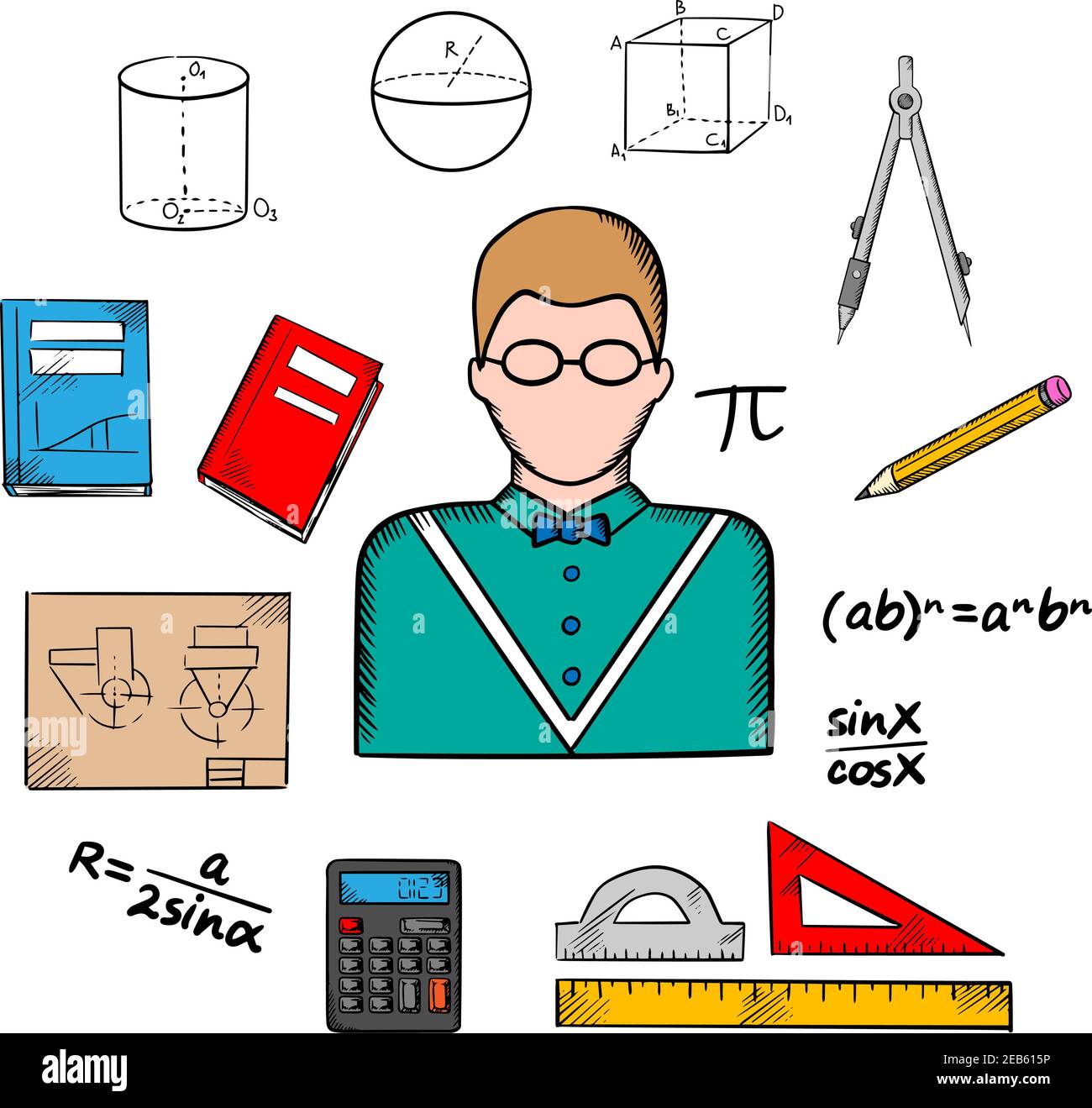 Profession de mathématicien avec professeur dans des verres entourés de ...