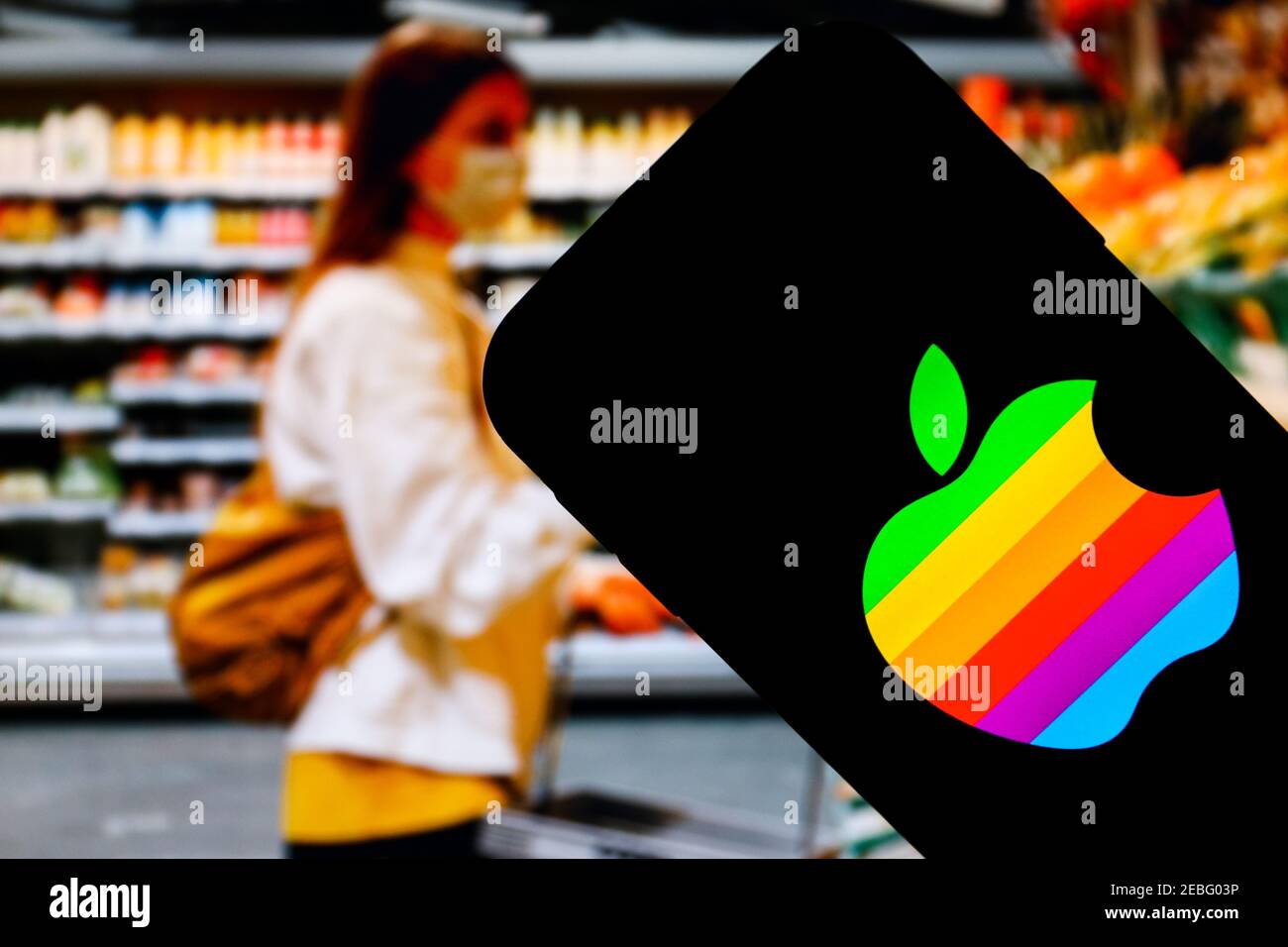 Sur cette photo, le logo d'une application Apple Technology Company ...