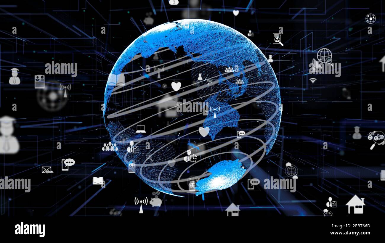 Réseau Internet futuriste en ligne et Internet des objets IOT concept ...