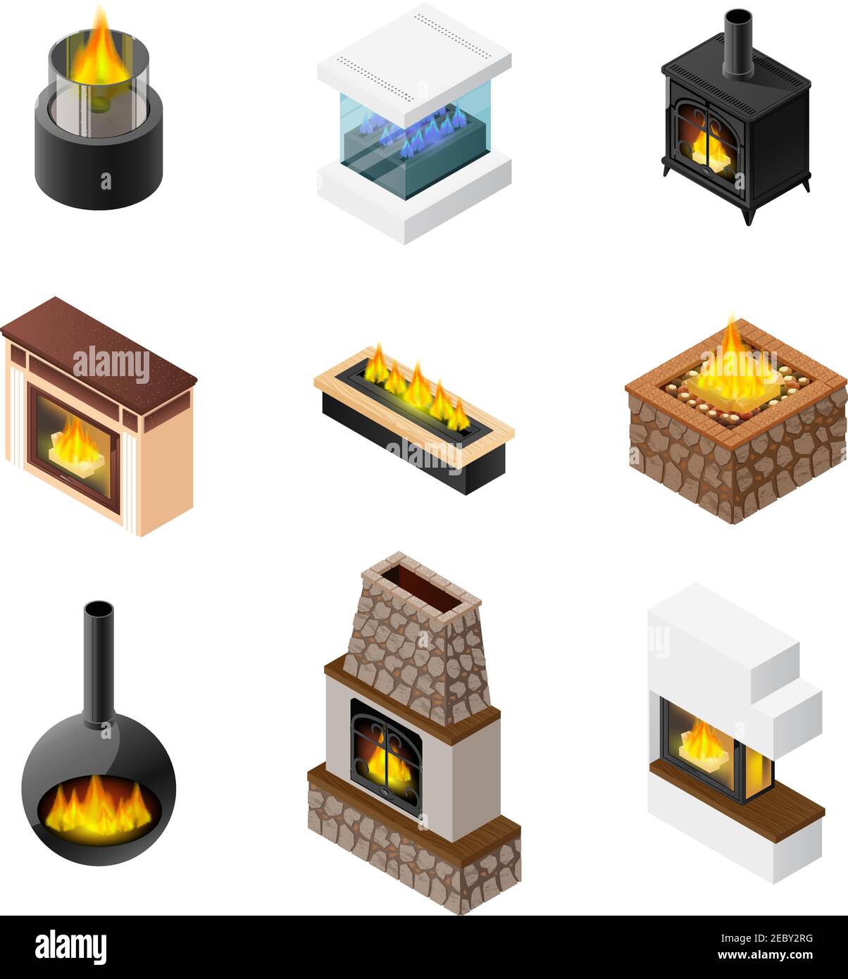 Neuf foyers isolés de couleurs et de formes différentes illustration ...