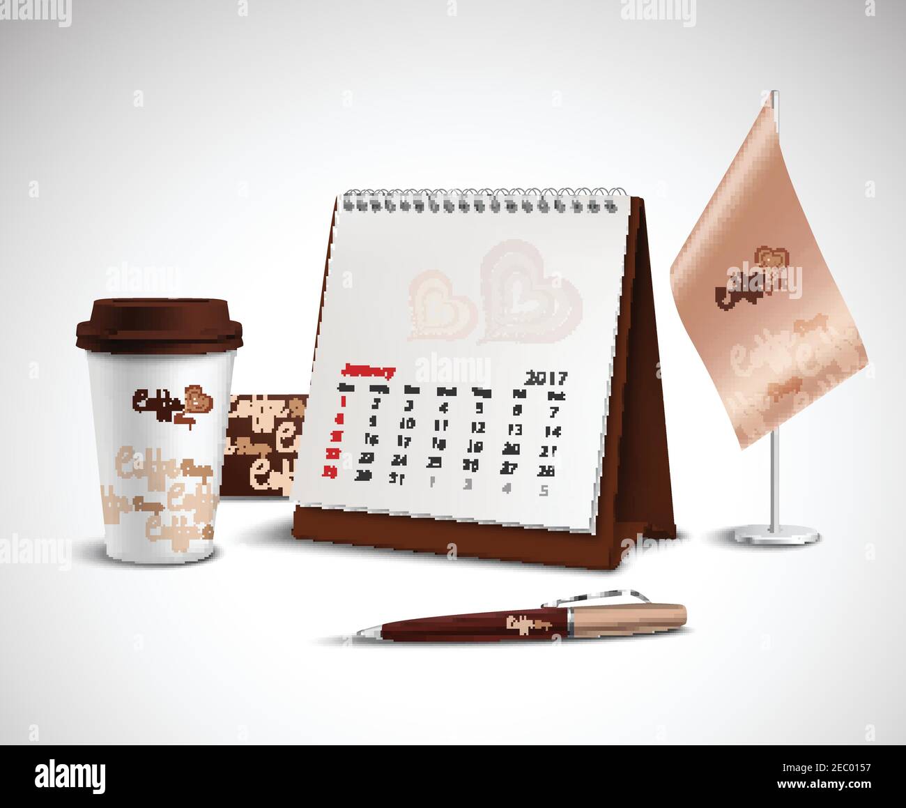 Desk calendar mockup Banque d'images vectorielles - Alamy