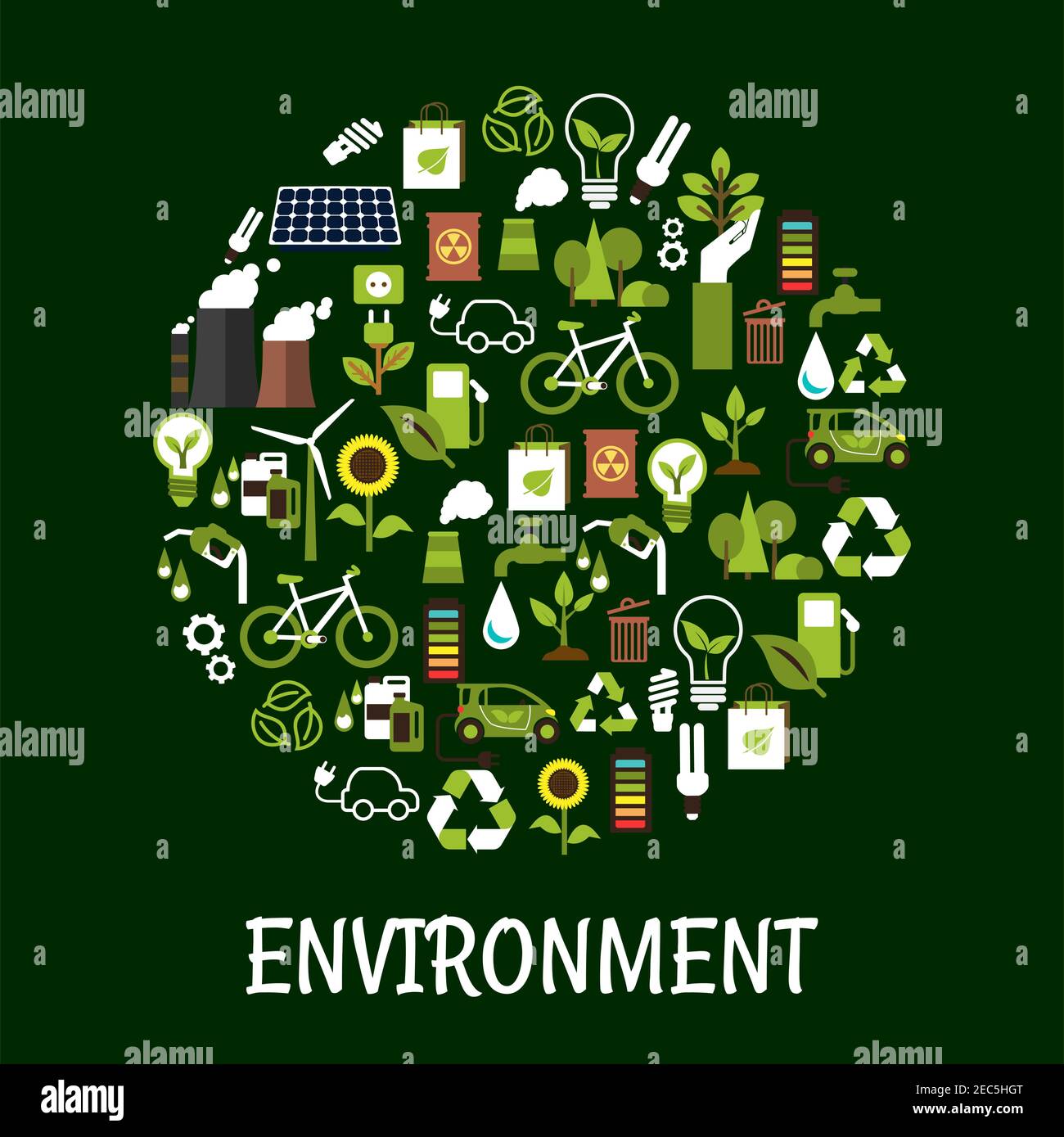 Affiche écologique. Icône verte de recyclage écologique. Signes et ...