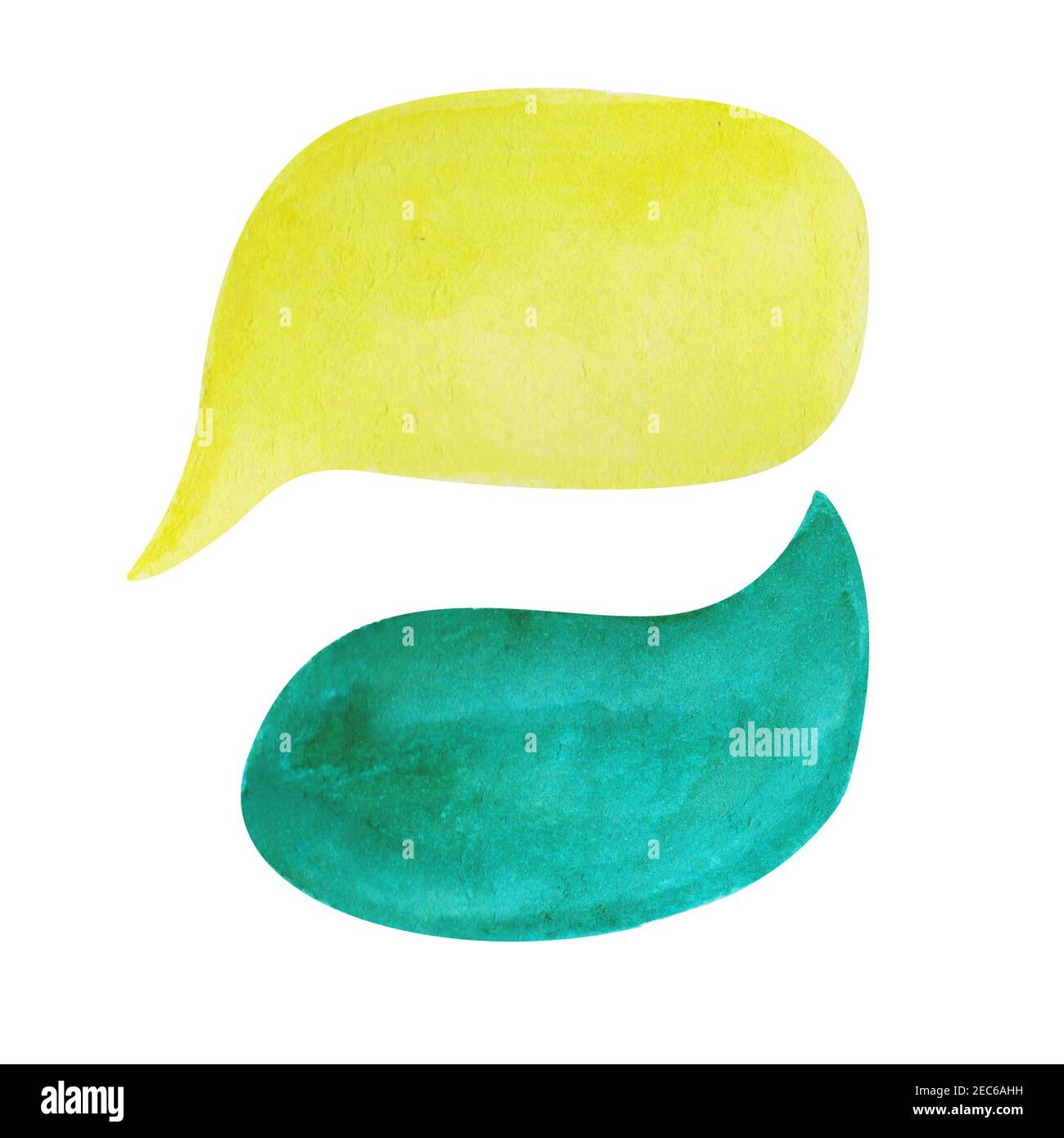 Bulle de parole aquarelle sur fond blanc. Bulle de texte vert émeraude ...