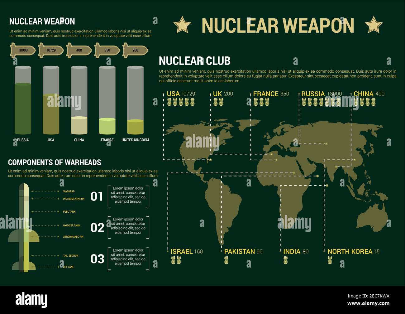Modèle d'affiche d'infographie militaire. Graphiques, diagrammes et ...