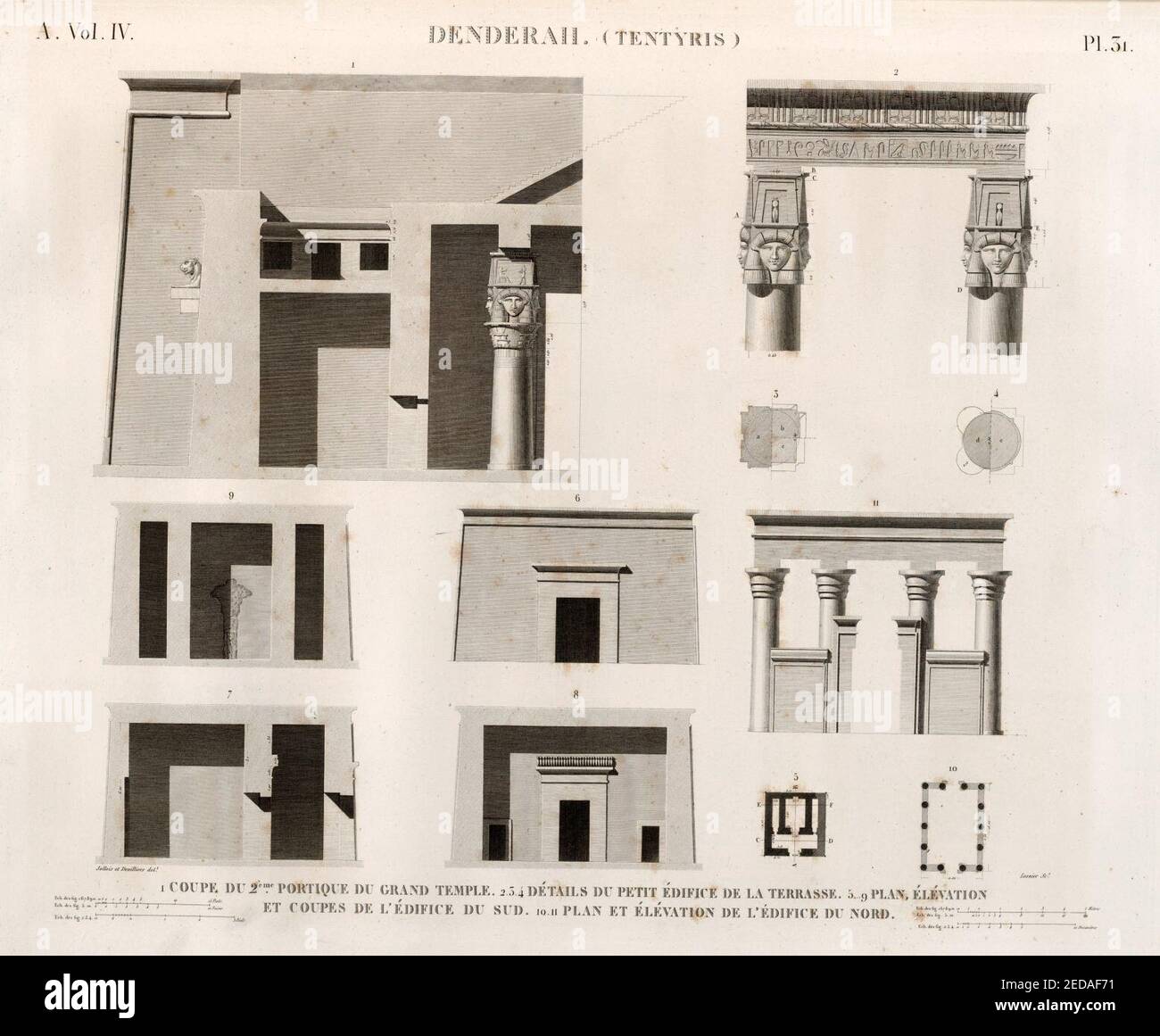 Denderah (Dandara) (Tentaris). 1. Coupe du 2-ème portique du Grand ...