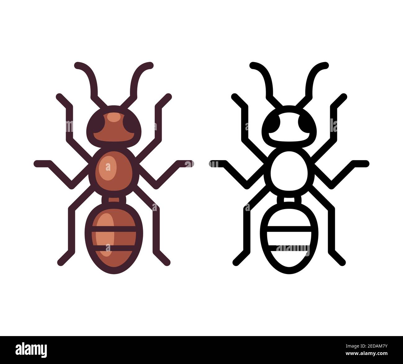 Icône ou logo Vector ant. Couleur de dessin animé et symbole noir et ...
