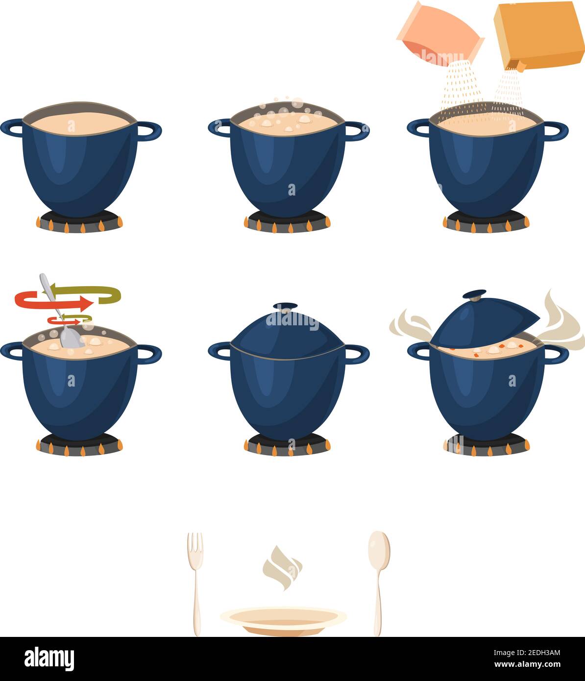 Instructions visuelles de cuisson par phases pour l'infographie ou le ...