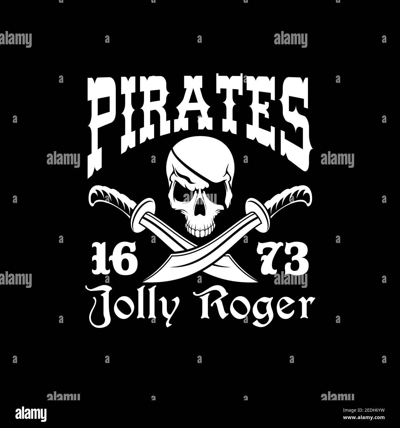 Pirates Jolly Roger symbole ou emblème. Affiche vectorielle du crâne ...