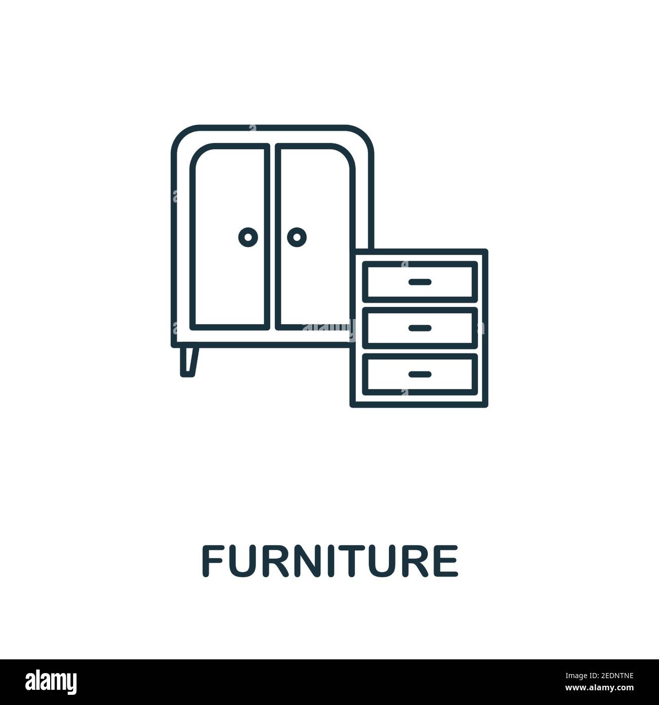 Icône mobilier. Symbole de meuble d'élément de ligne simple pour les ...