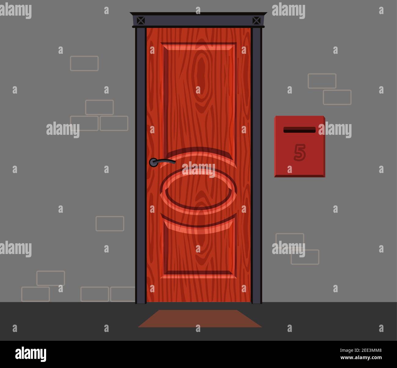 Porte d'entrée rouge maison, bureau ou magasin. Porte d'entrée externe ...