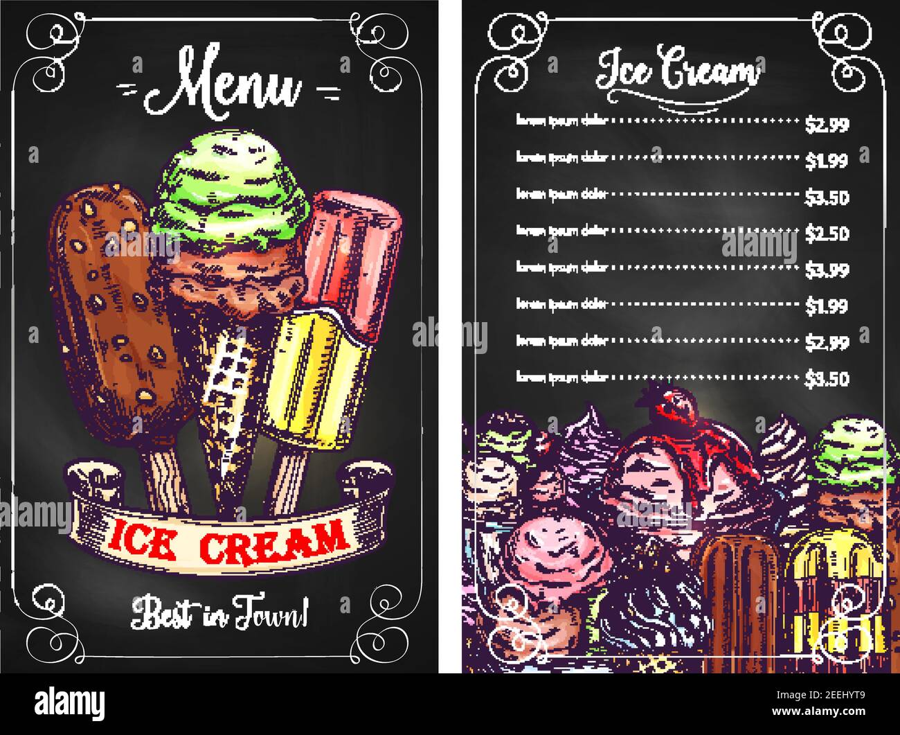 Modèle de menu de prix de café de glace ou de restaurant. Motif ...